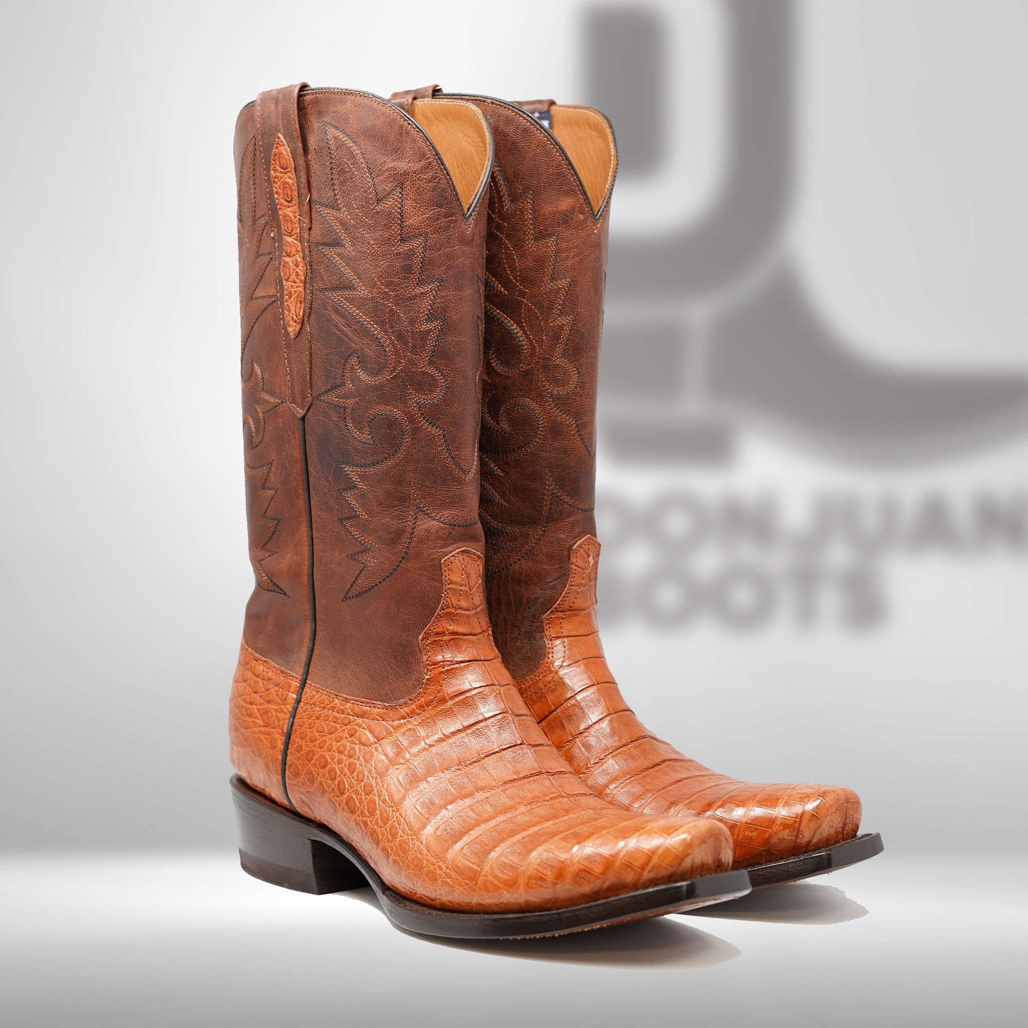 DJ2026 | Don Juan Boots Men's Caiman Belly Brandy Diamond Toe